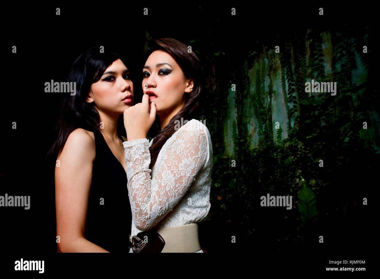 two sweet ladies in a picture Stock Photo - Alamy