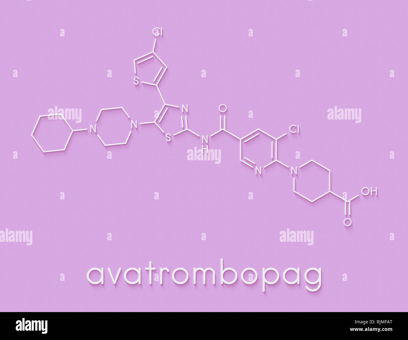 Avatrombopag thrombocytopenia drug molecule. Skeletal formula Stock ...