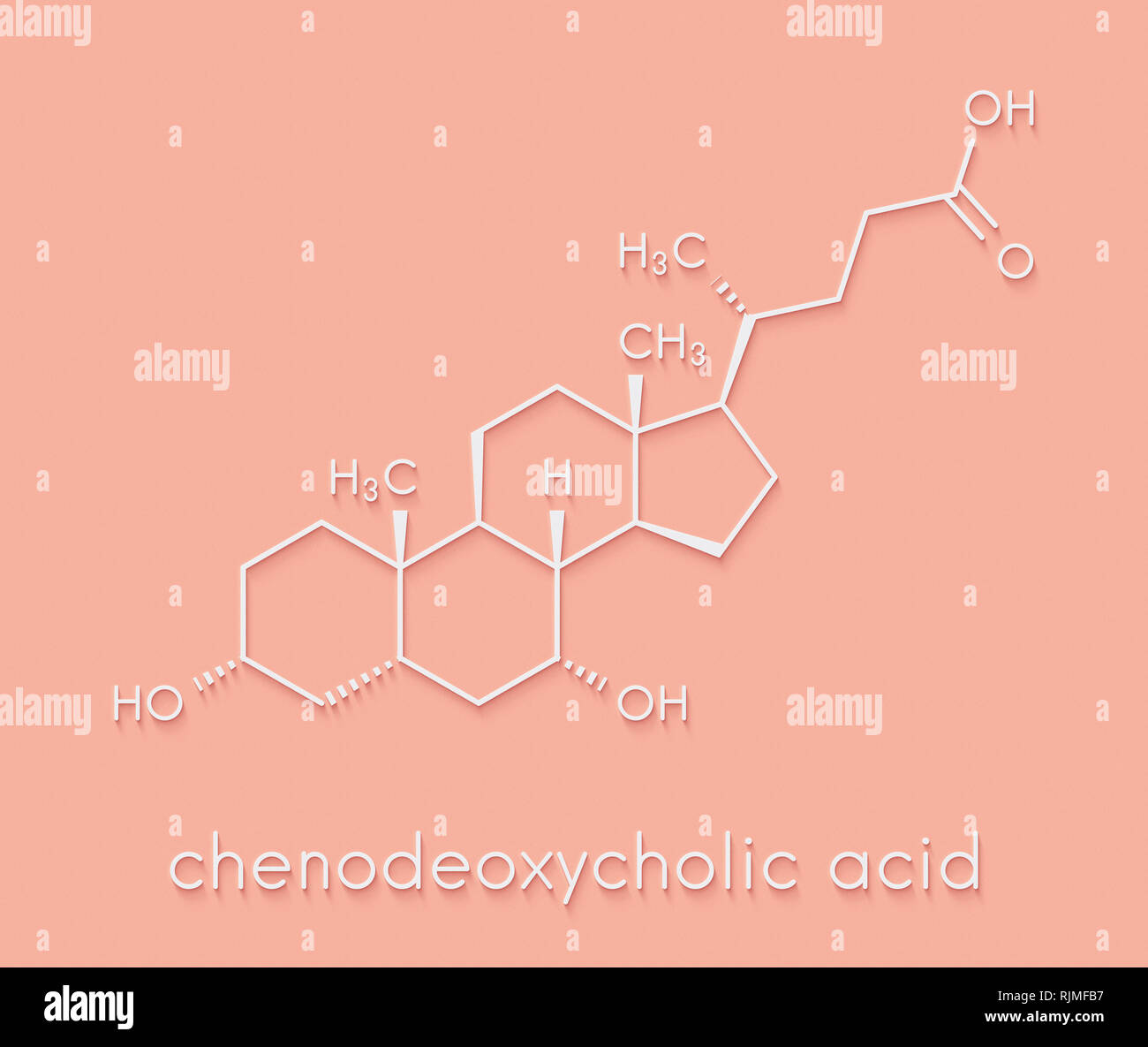 Chenodeoxycholic acid drug molecule. Skeletal formula Stock Photo - Alamy