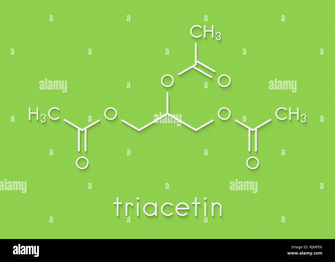 Triacetin (glycerin triacetate) molecule. Skeletal formula Stock Photo ...