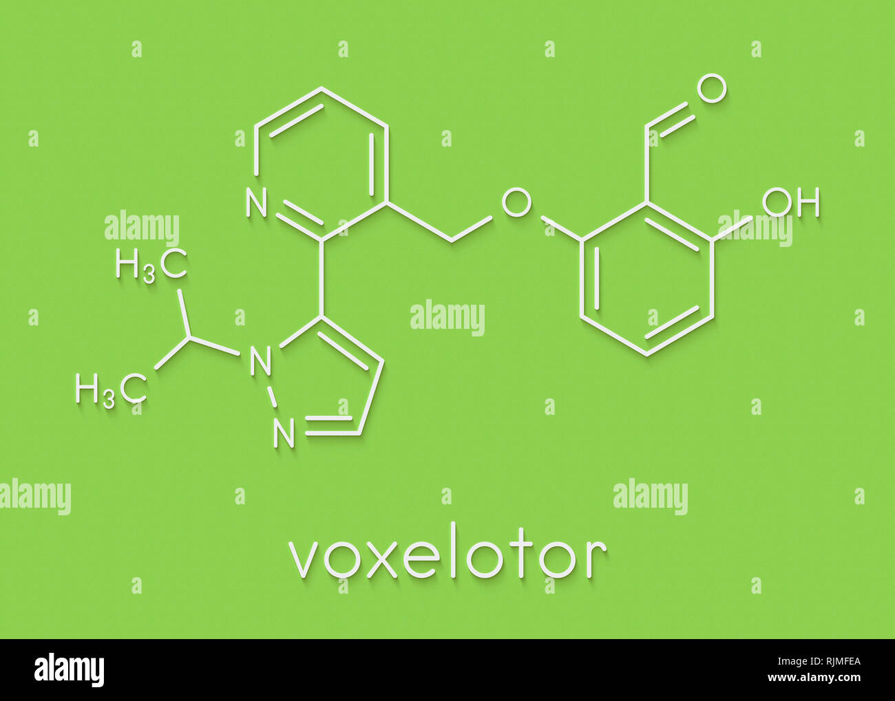 Voxelotor sickle cell disease drug molecule Skeletal formula Stock ...
