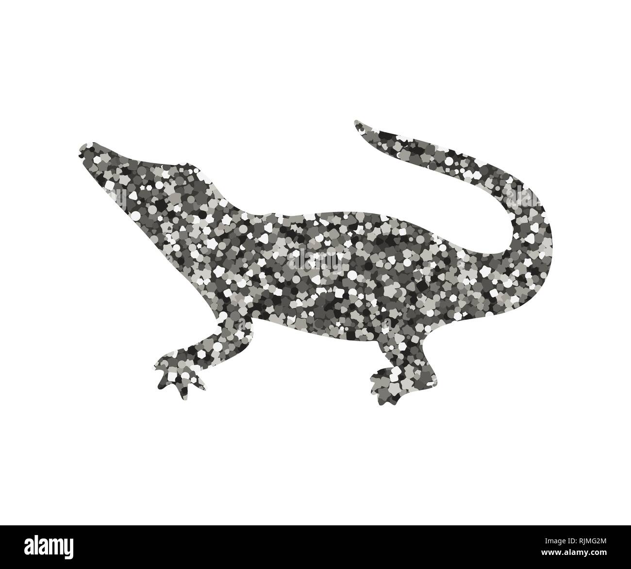 Silhouette of a alligator. Vector illustration. Simple icon. Silver ...