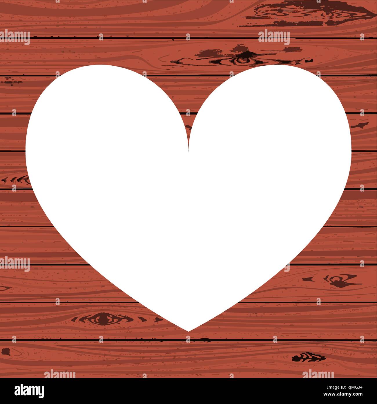 Red heart shape frame. Wood texture. Vector illustration. Valentine day ...