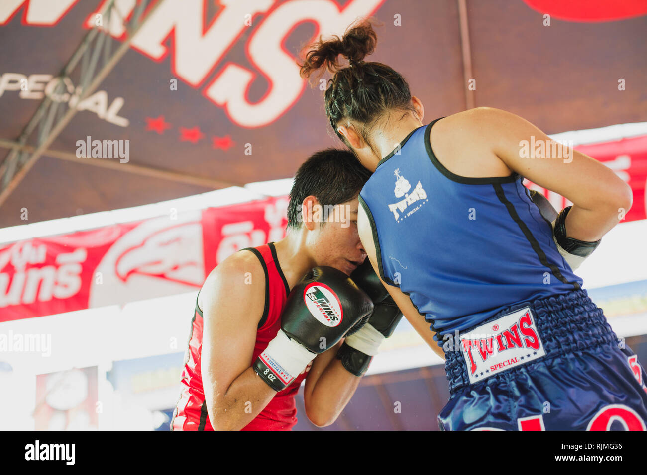 Boxing female tournament in Koh Samui, Thailand Stock Photo - Alamy