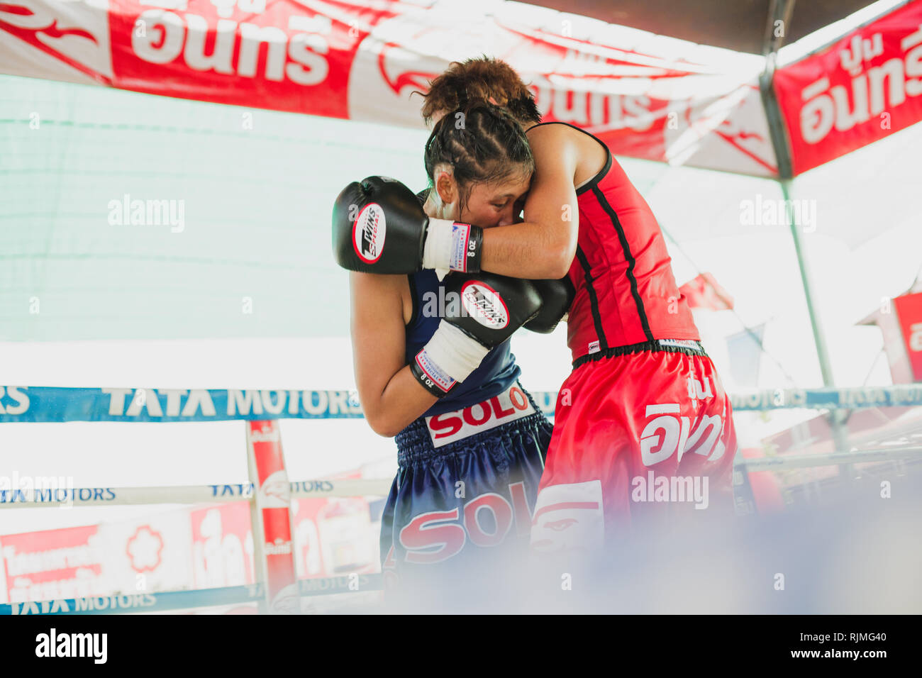 Boxing female tournament in Koh Samui, Thailand Stock Photo - Alamy