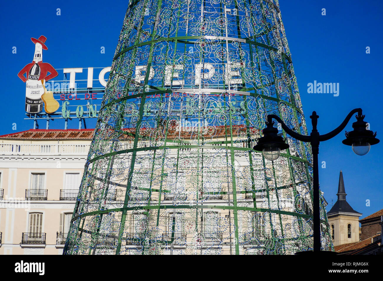 Christmas tree at Puerta del Sol, Madrid, Spain Stock Photo - Alamy