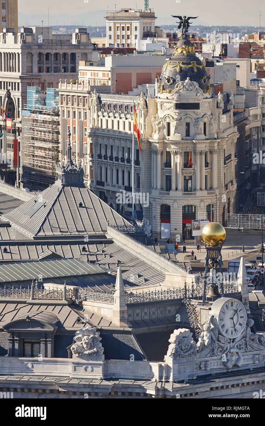 Madrid skyline city center. Downtown traditional buildings. Travel in ...