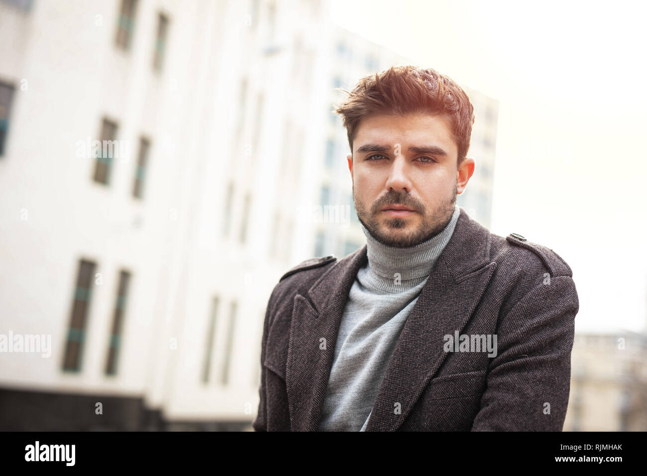 dream big, young and confident guy, hansome and attractive posing ...