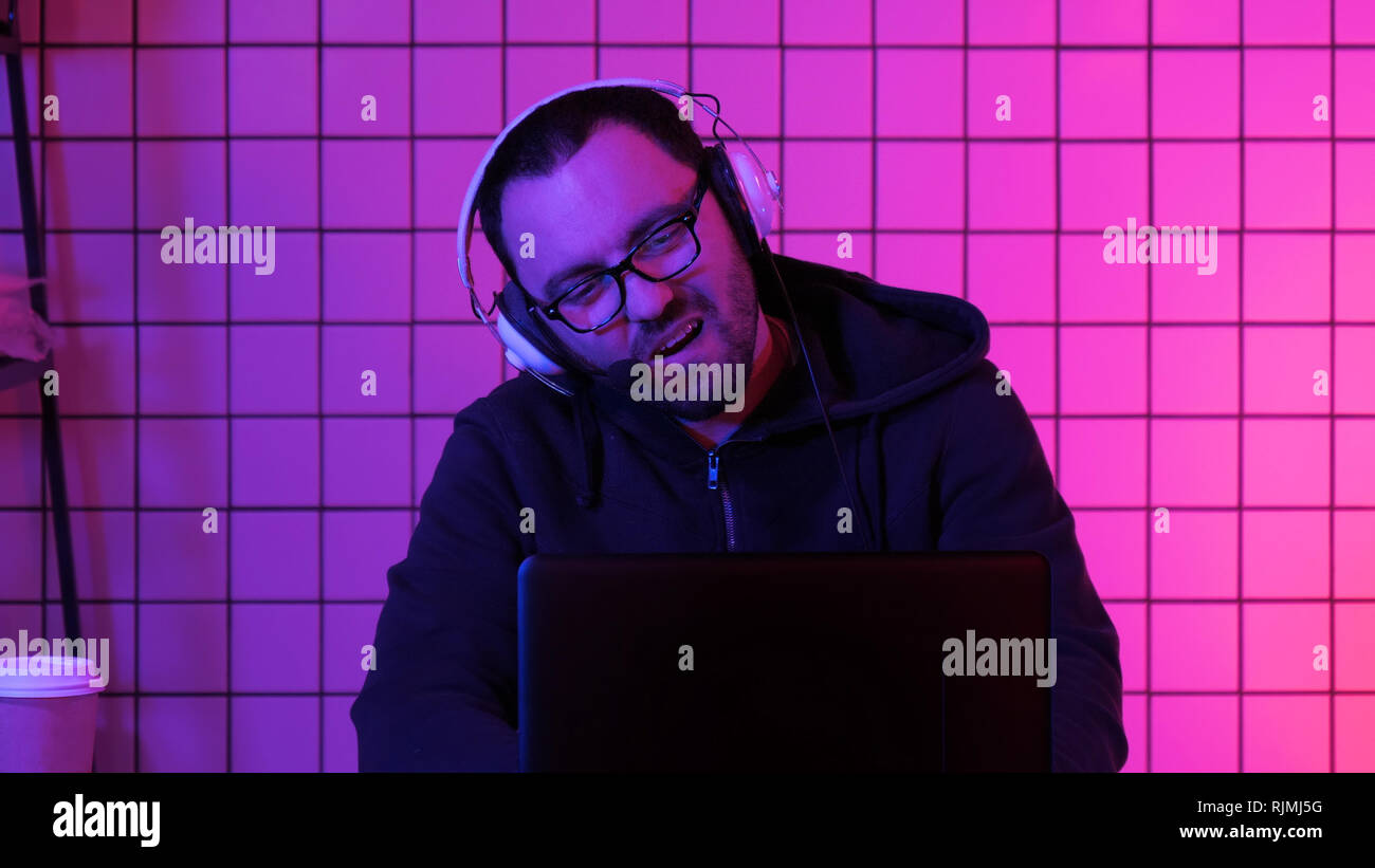 Young Pro Gamer Playing in Online Video Game Loses Big Tournament and ...