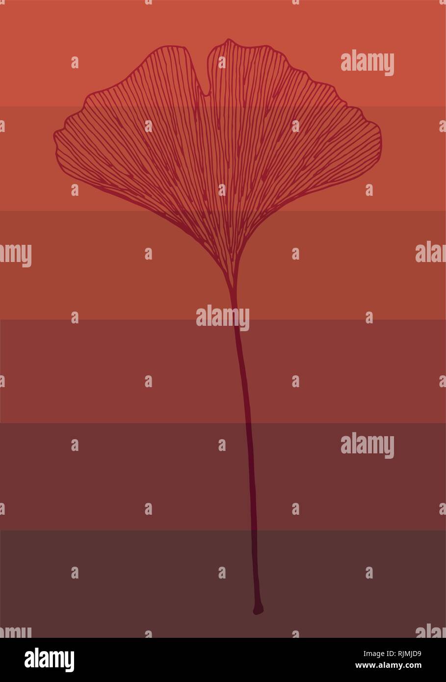 Ginkgo leaf vector background in red color palette Stock Vector Image ...