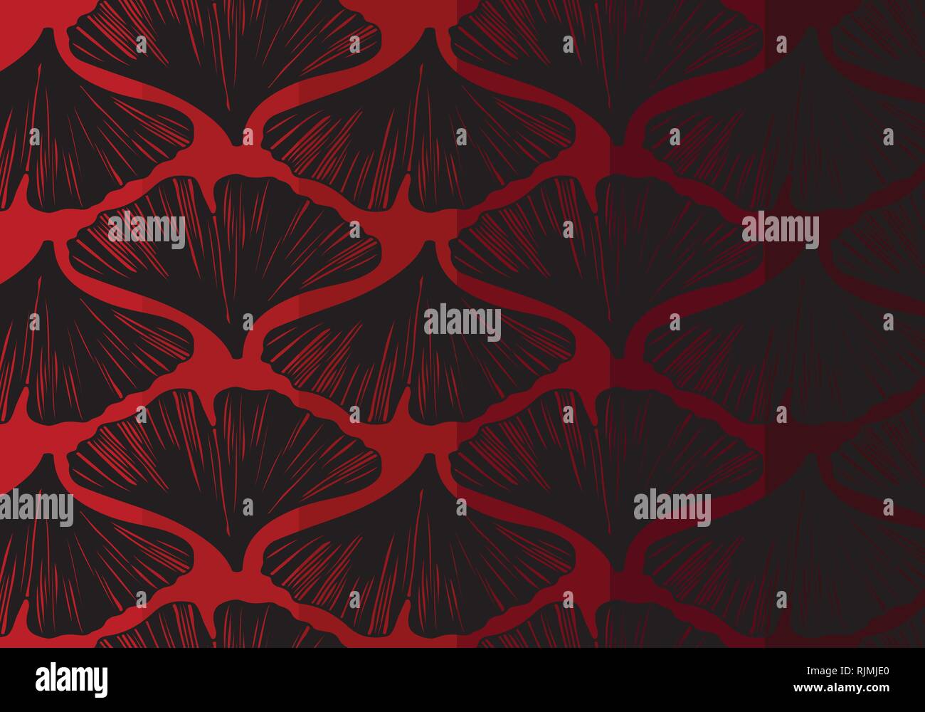 Ginkgo leaves vector pattern in black and red color palette Stock ...