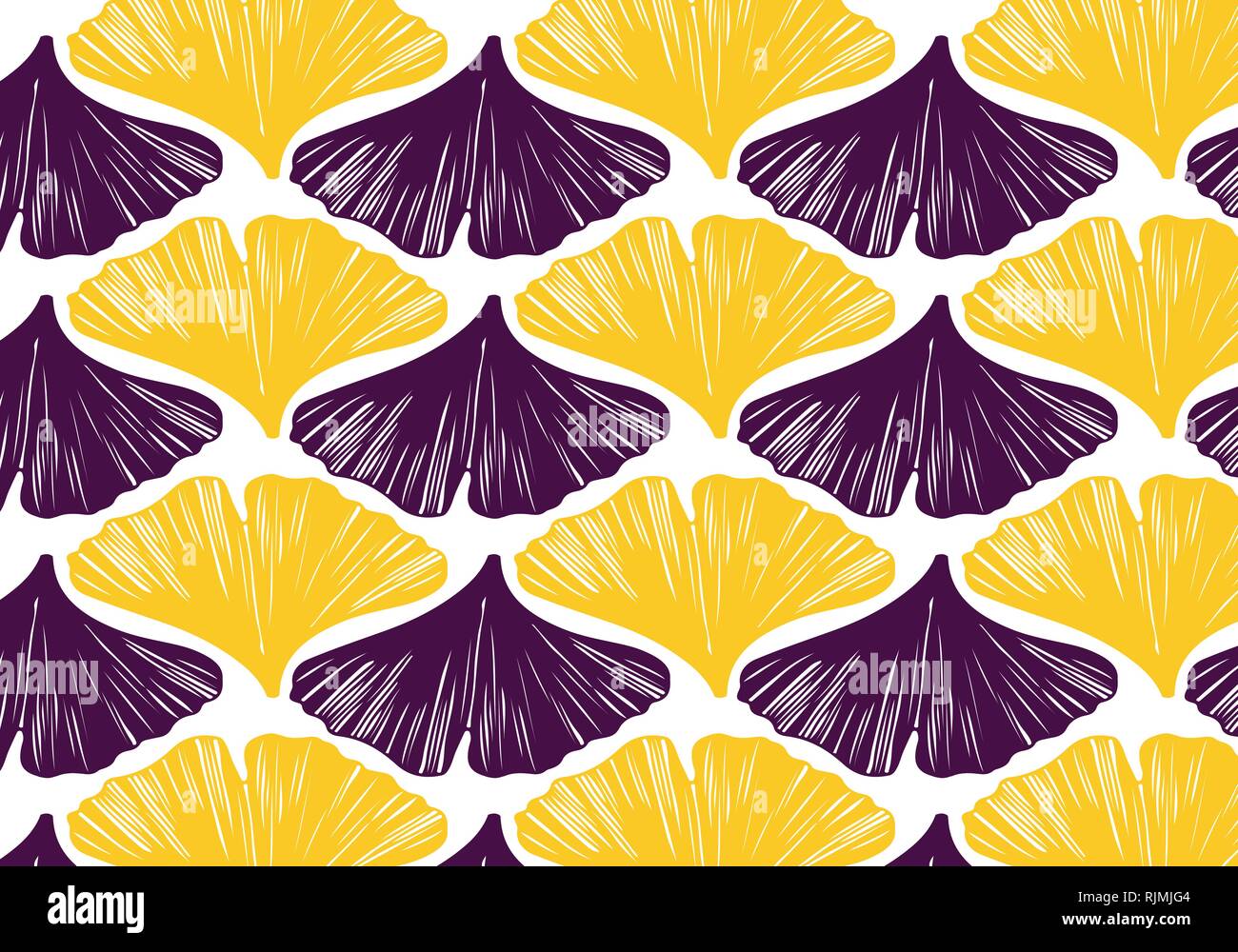 Ginkgo leaves vector pattern in yellow and purple colors palette Stock ...