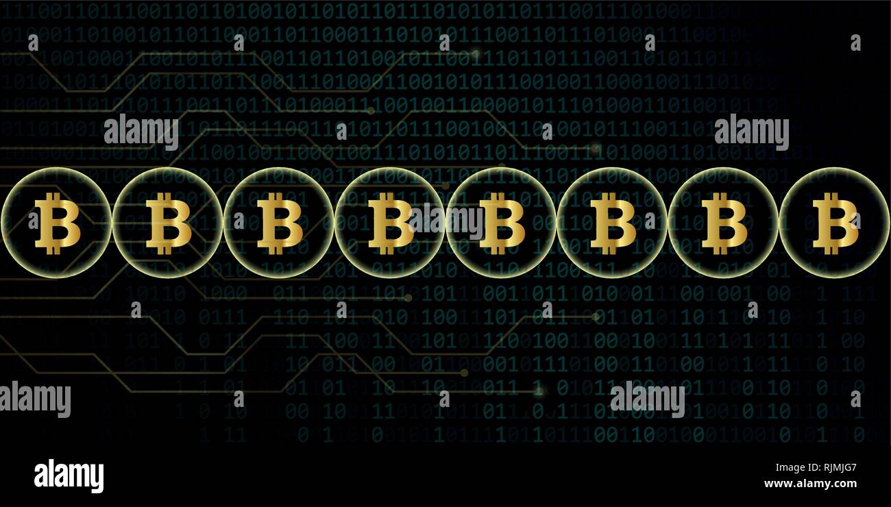 digital bitcoin network crypto currency with binary code background vector illustration EPS10 ...