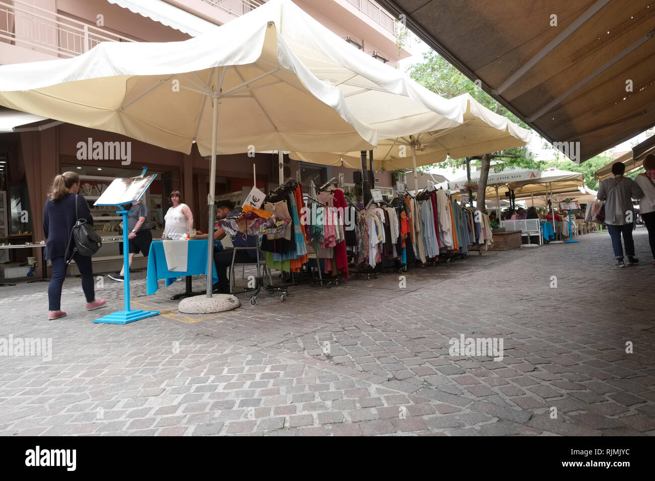 Outdoor Market stalls in Chania, Crete Stock Photo - Alamy