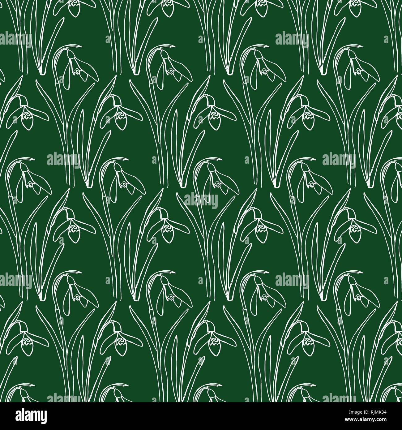 Snow flowers vector pattern on dark green background Stock Vector Image ...