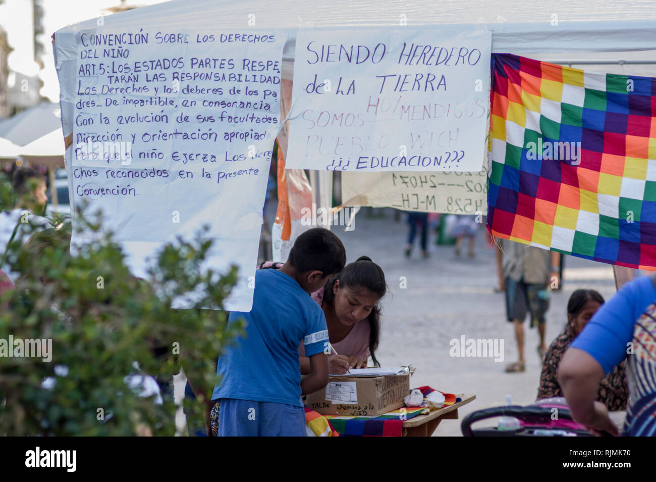Wichis people in the main square in Salta, Argentina protesting for ...