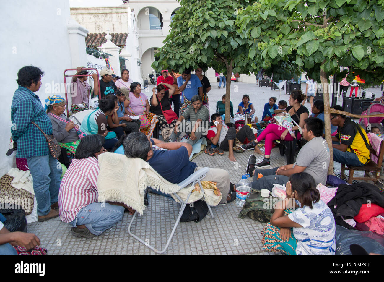 Wichis people in the main square in Salta, Argentina protesting for ...