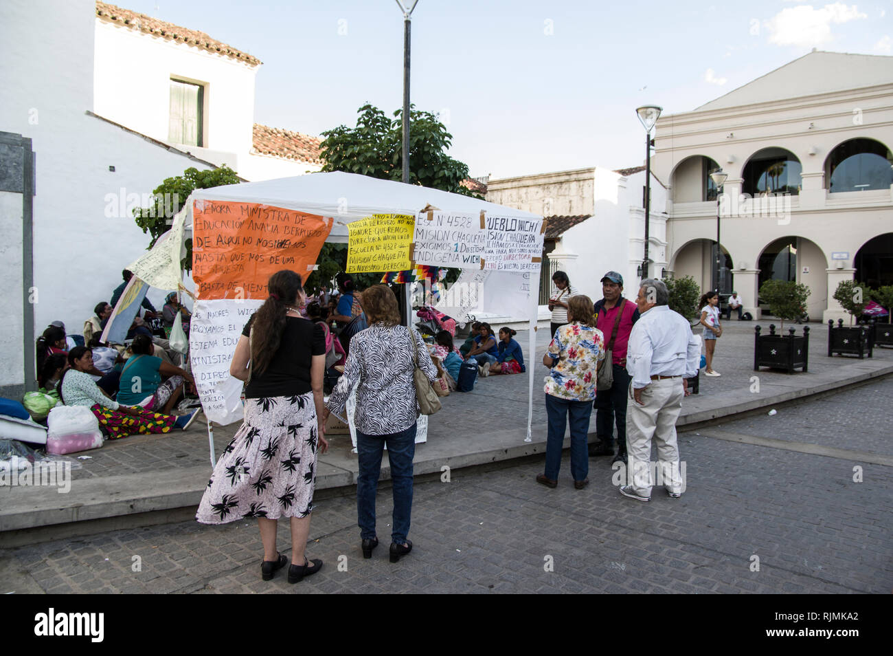 Wichis people in the main square in Salta, Argentina protesting for ...