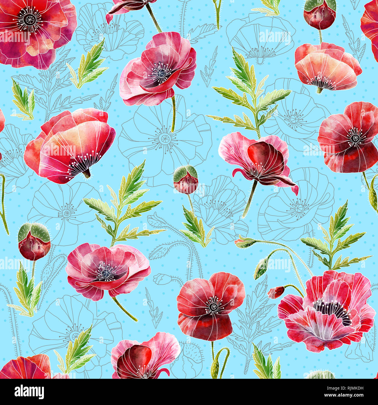 Vintage poppy wallpaper hi-res stock photography and images - Alamy