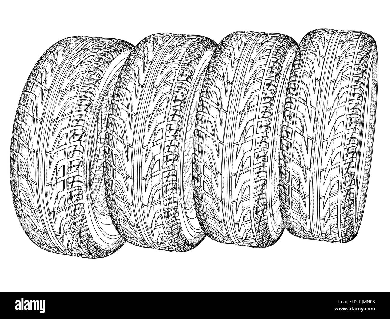 Car tires concept. Vector rendering of 3d Stock Vector Image & Art - Alamy