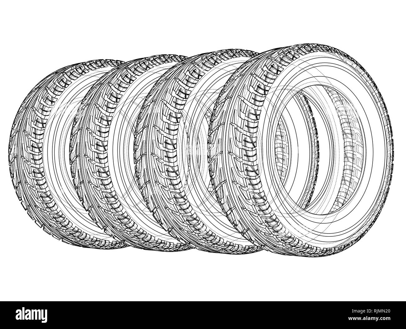 Car tires concept. Vector rendering of 3d Stock Vector Image & Art - Alamy