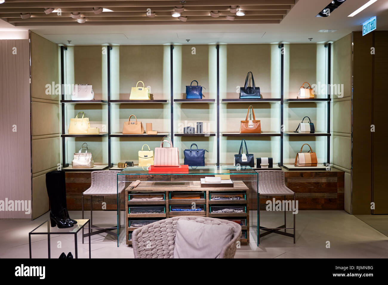 HONG KONG - JANUARY 26, 2016: inside of Max Mara store at Elements ...