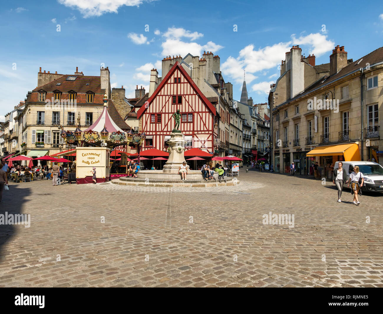 The Place Francois Rude, Dijon, Burgundy, France showing the fountain ...