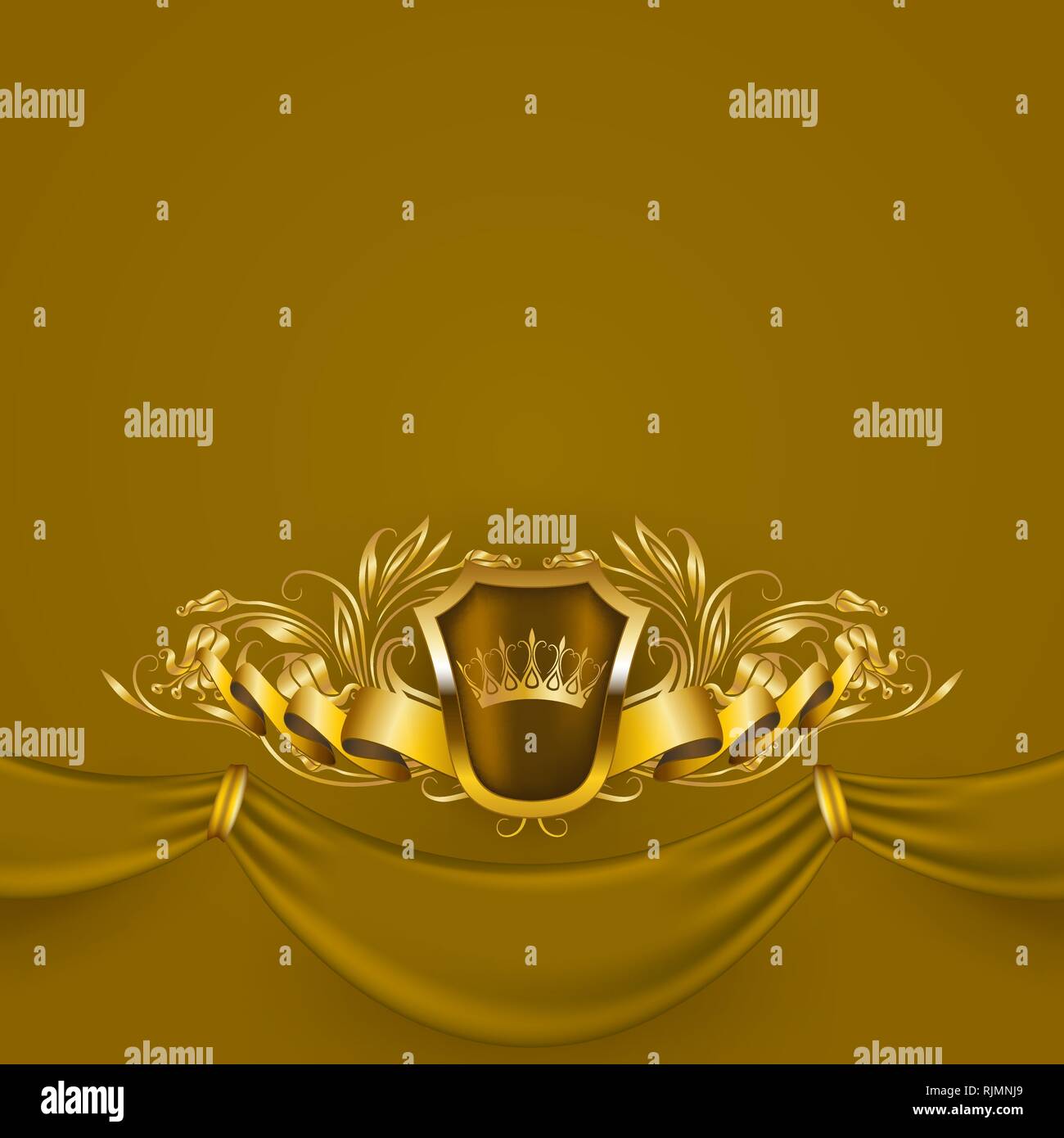 Royal background with ornament, shield, gold crown, ribbon, blazon ... Royal background with ornament, shield, gold crown, ribbon, blazon ...