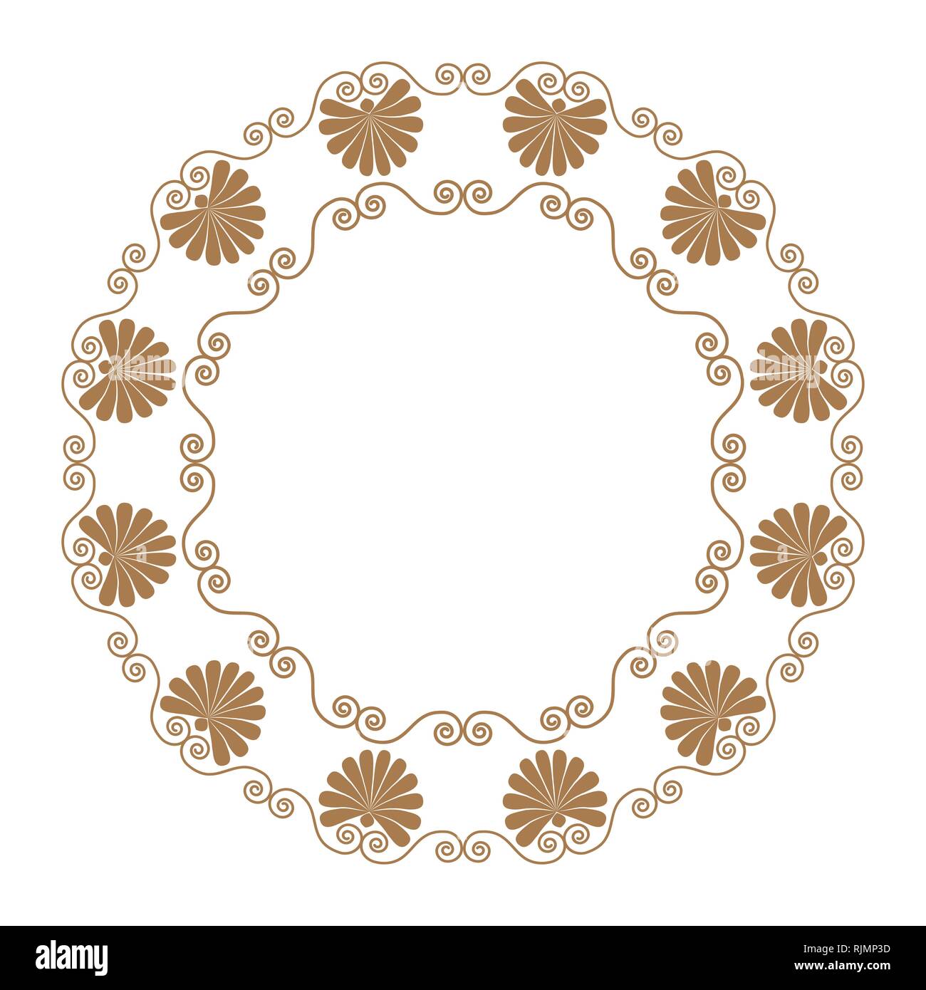 Ancient old greek ornament round border, vector and illustration frame ...