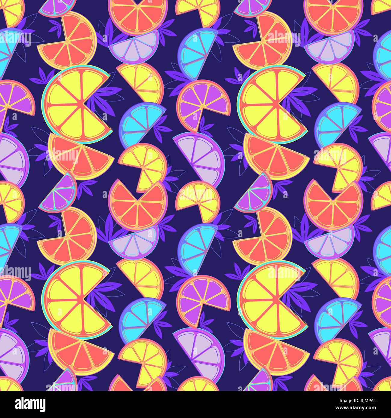 Hand drawn sliced citrus fruits seamless pattern Stock Vector Image ...