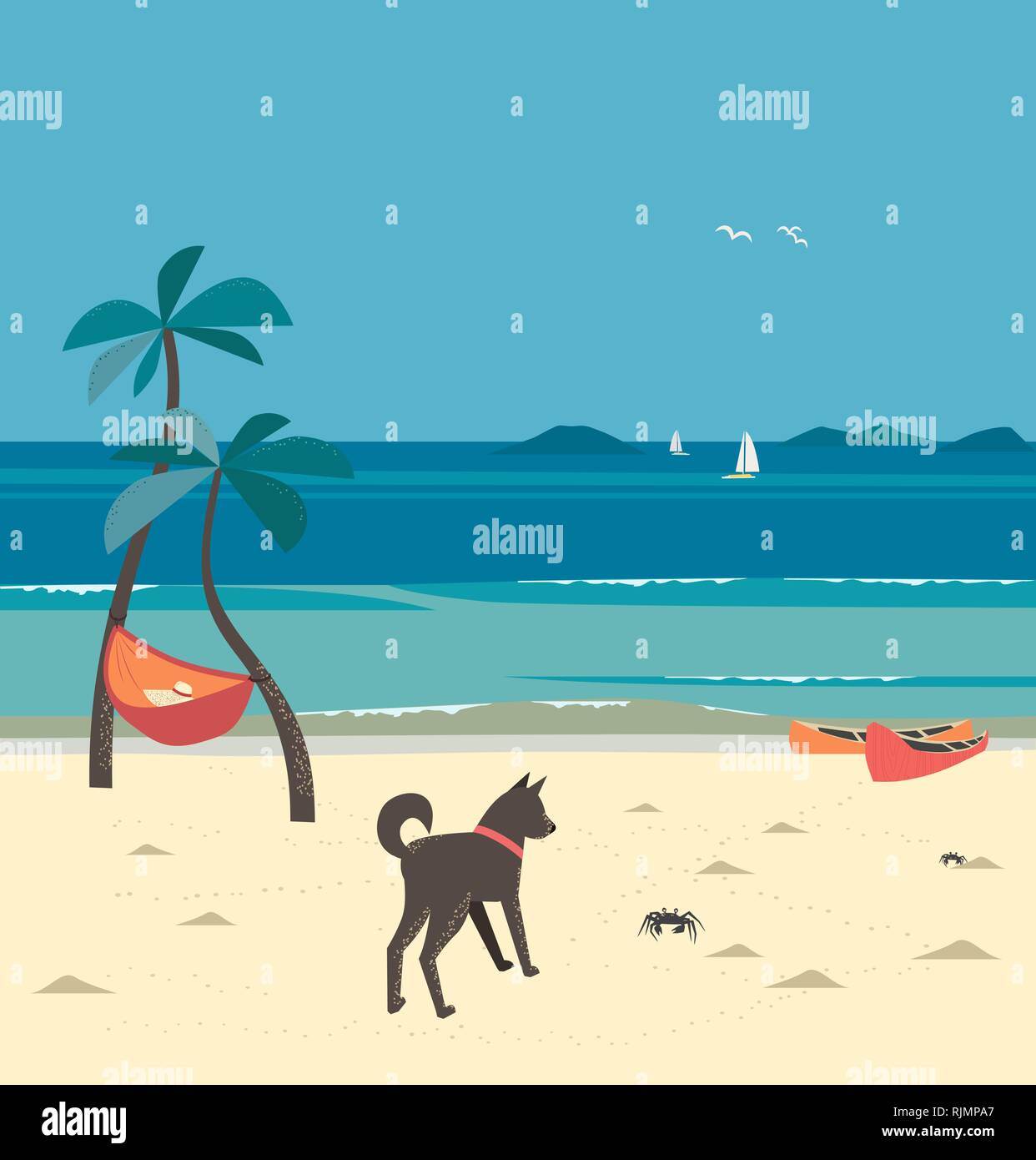 Quirky dog beach Stock Vector Images - Alamy