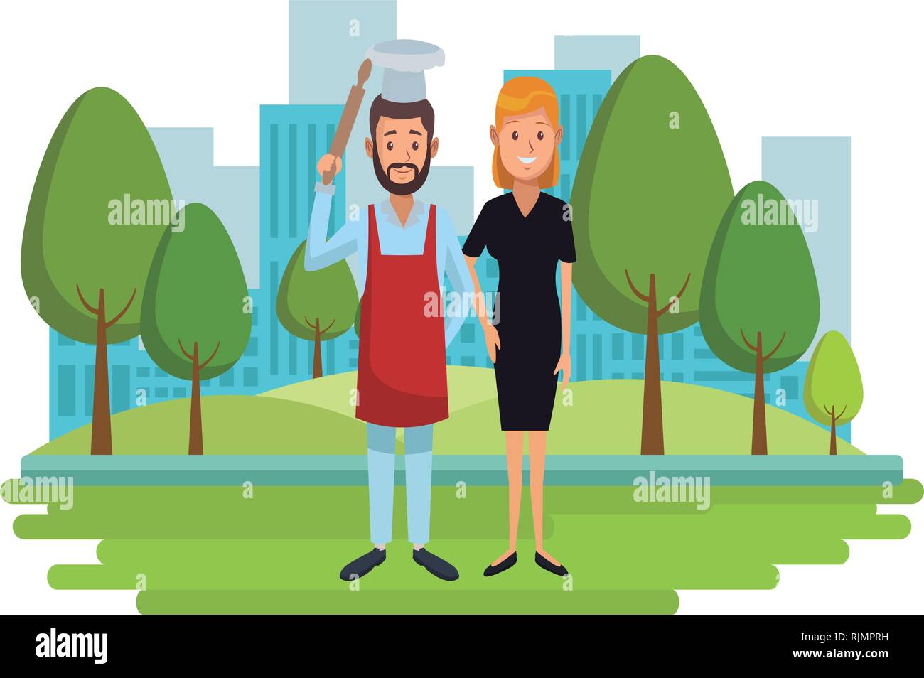 labor day couple cartoon Stock Vector Image & Art - Alamy
