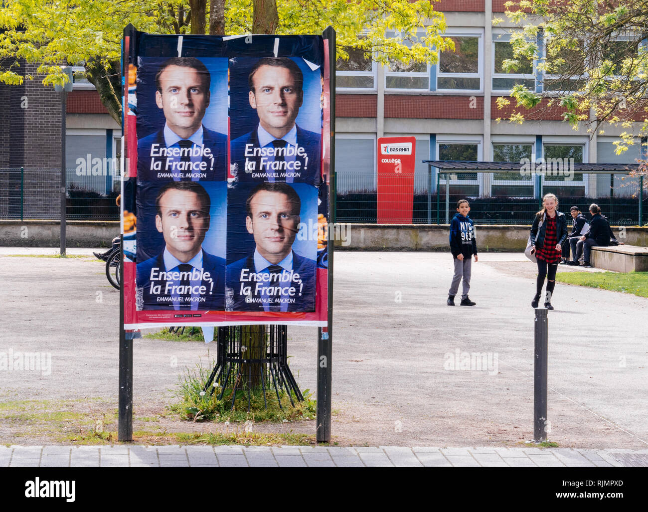 STRASBOURG, FRANCE - MAY 5, 2018: Emmanuel Macron, candidate to the ...