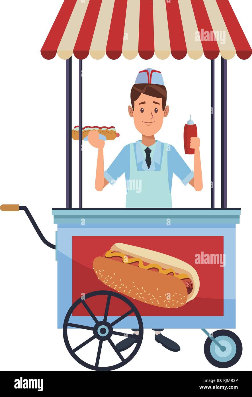 hot dog cart cartoon Stock Vector Image & Art - Alamy
