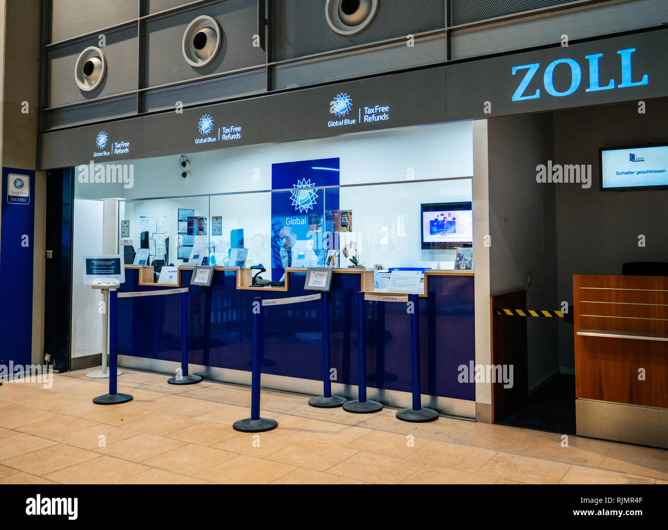 BASEL, SWITZERLAND - AUG 29, 2018: Interior shot of customs stand ...