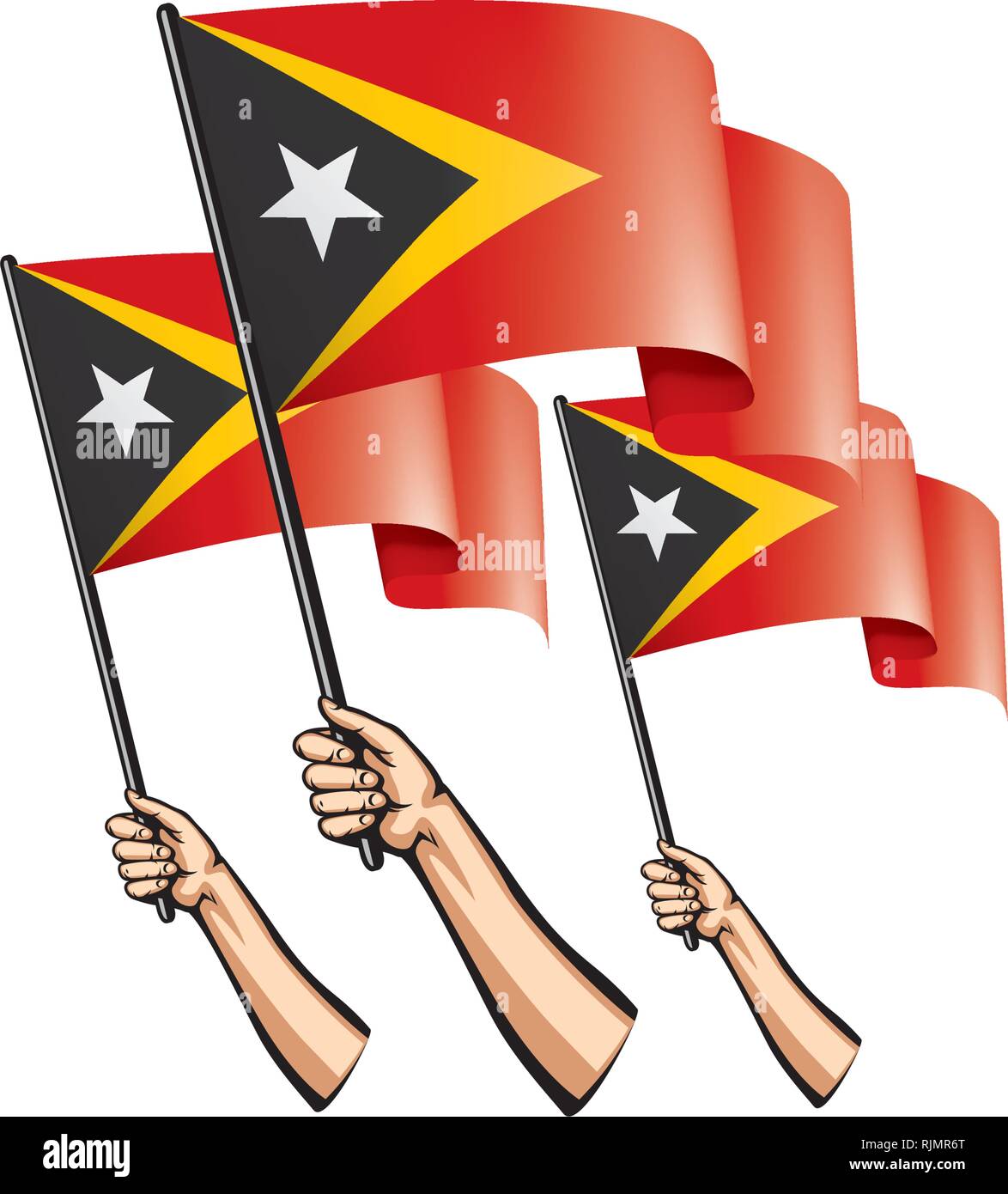 east timor flag and hand on white background. Vector illustration Stock ...