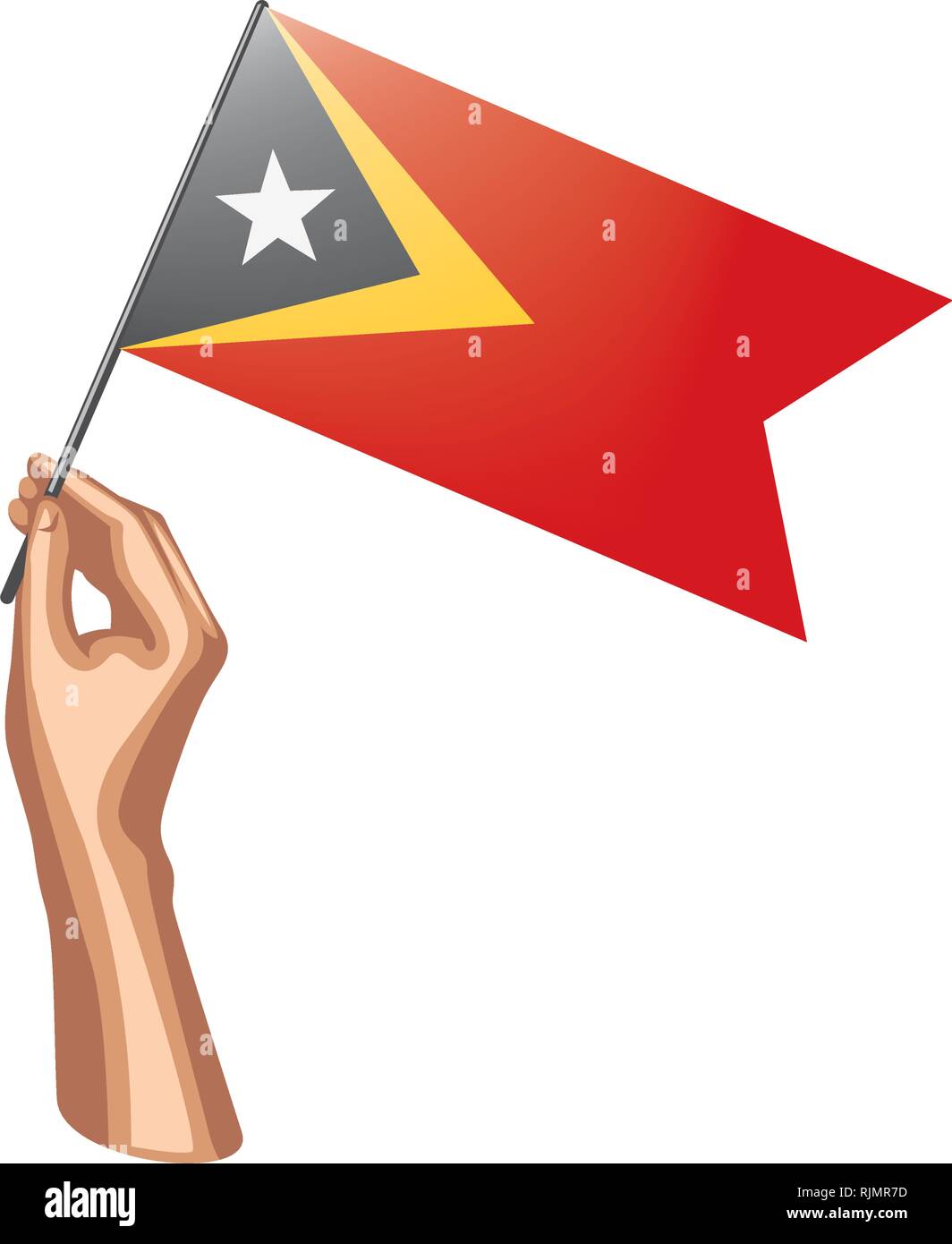east timor flag and hand on white background. Vector illustration Stock ...