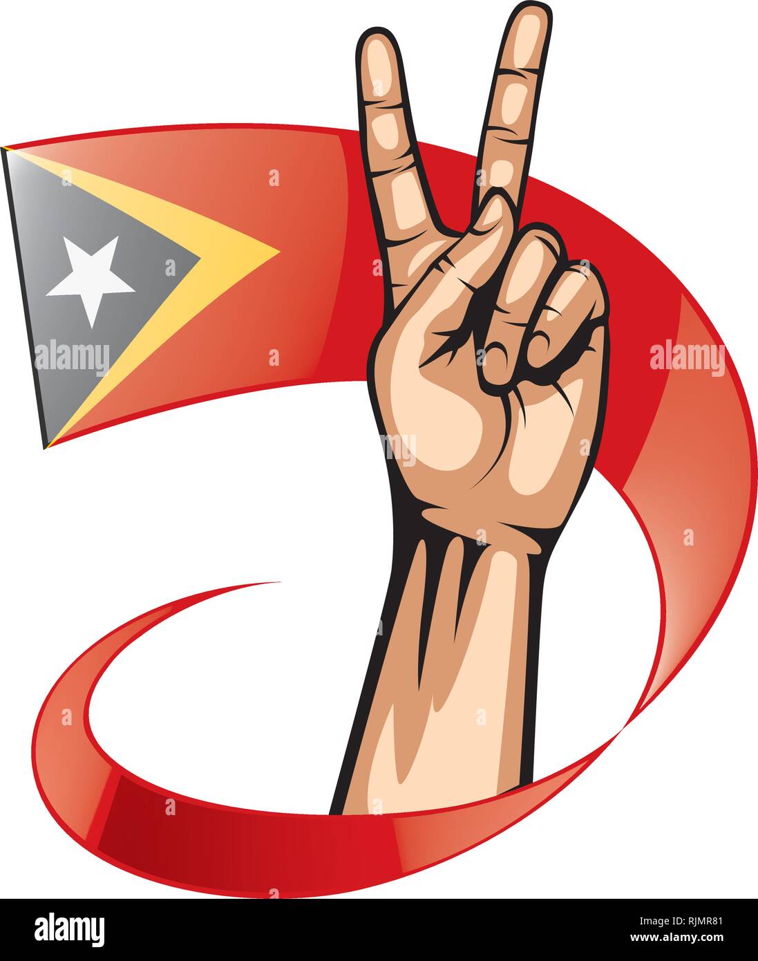 east timor flag and hand on white background. Vector illustration Stock ...