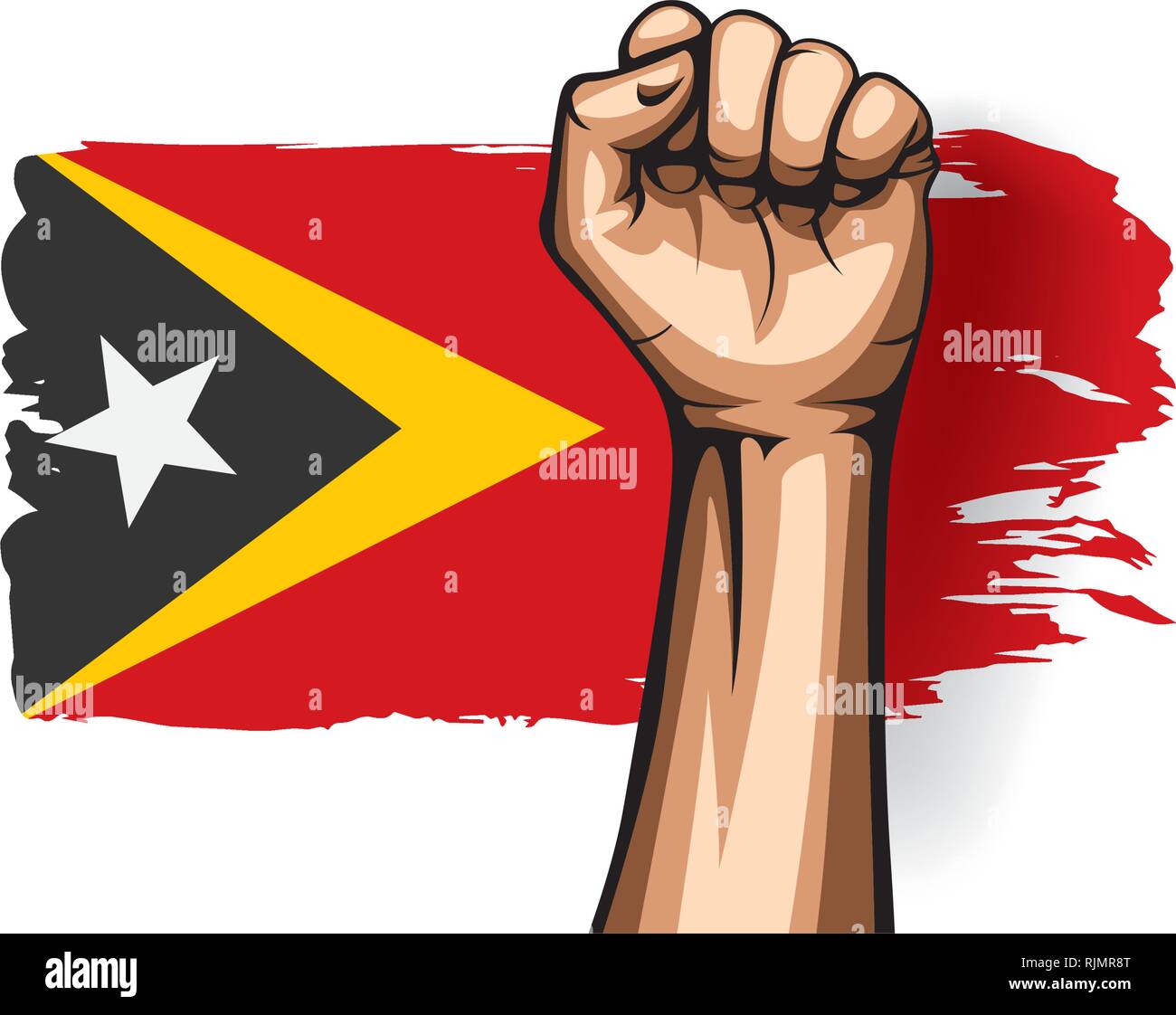 east timor flag and hand on white background. Vector illustration Stock ...