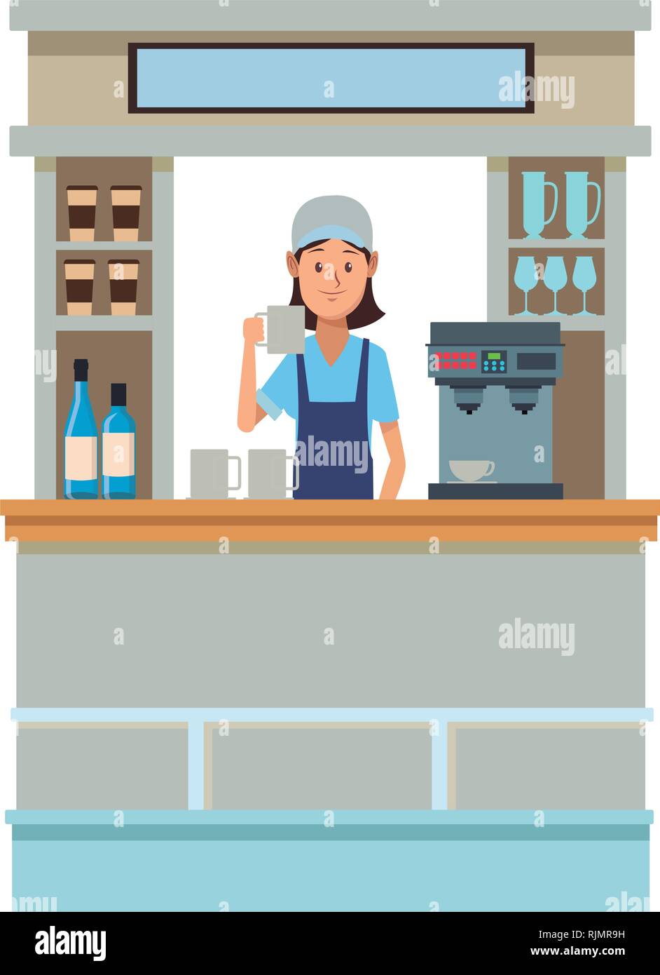 coffee shop cartoon Stock Vector Image & Art - Alamy