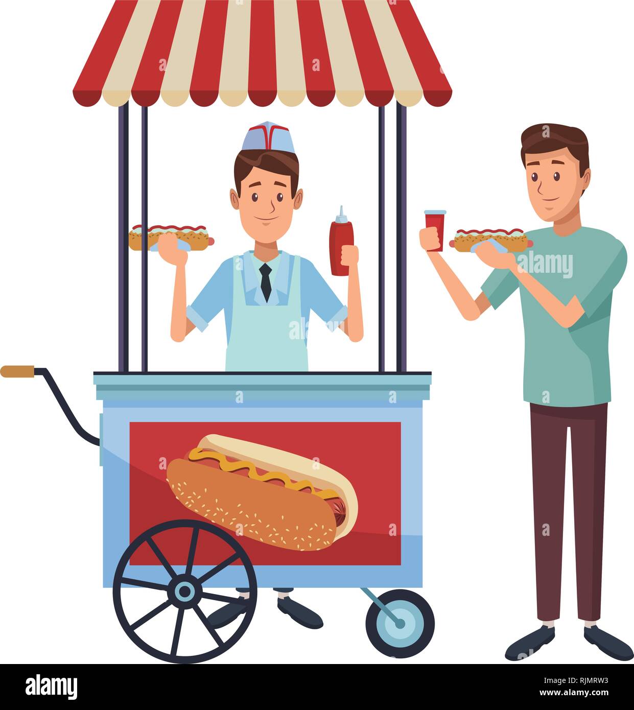 hot dog cart cartoon Stock Vector Image & Art - Alamy