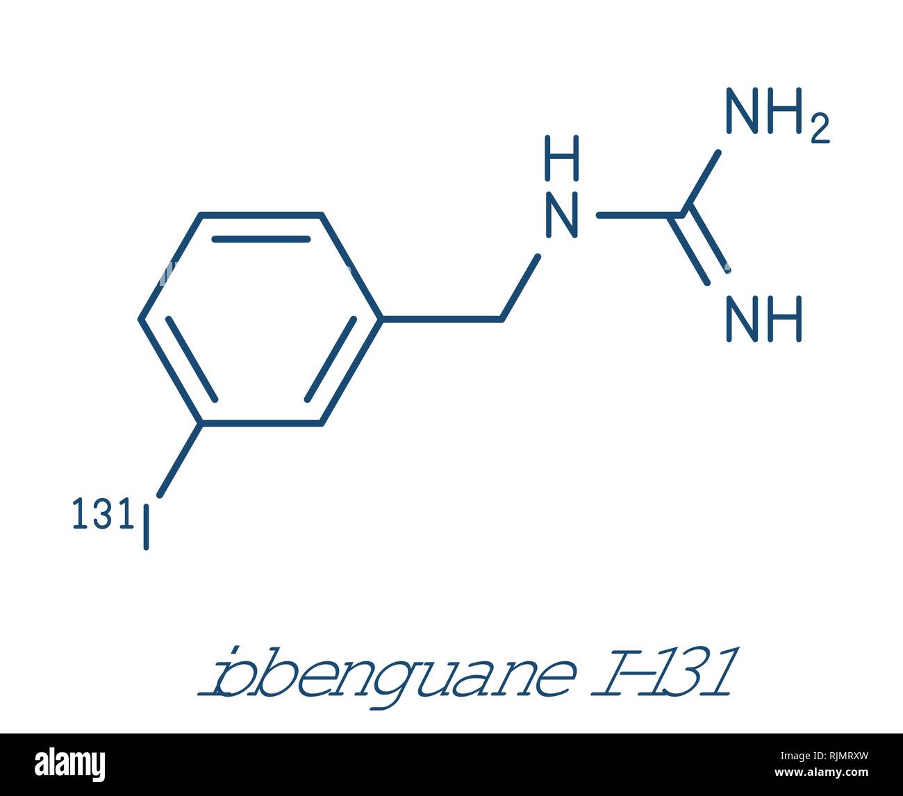 Iobenguane I-131 cancer drug molecule (radiopharmaceutical). Skeletal ...