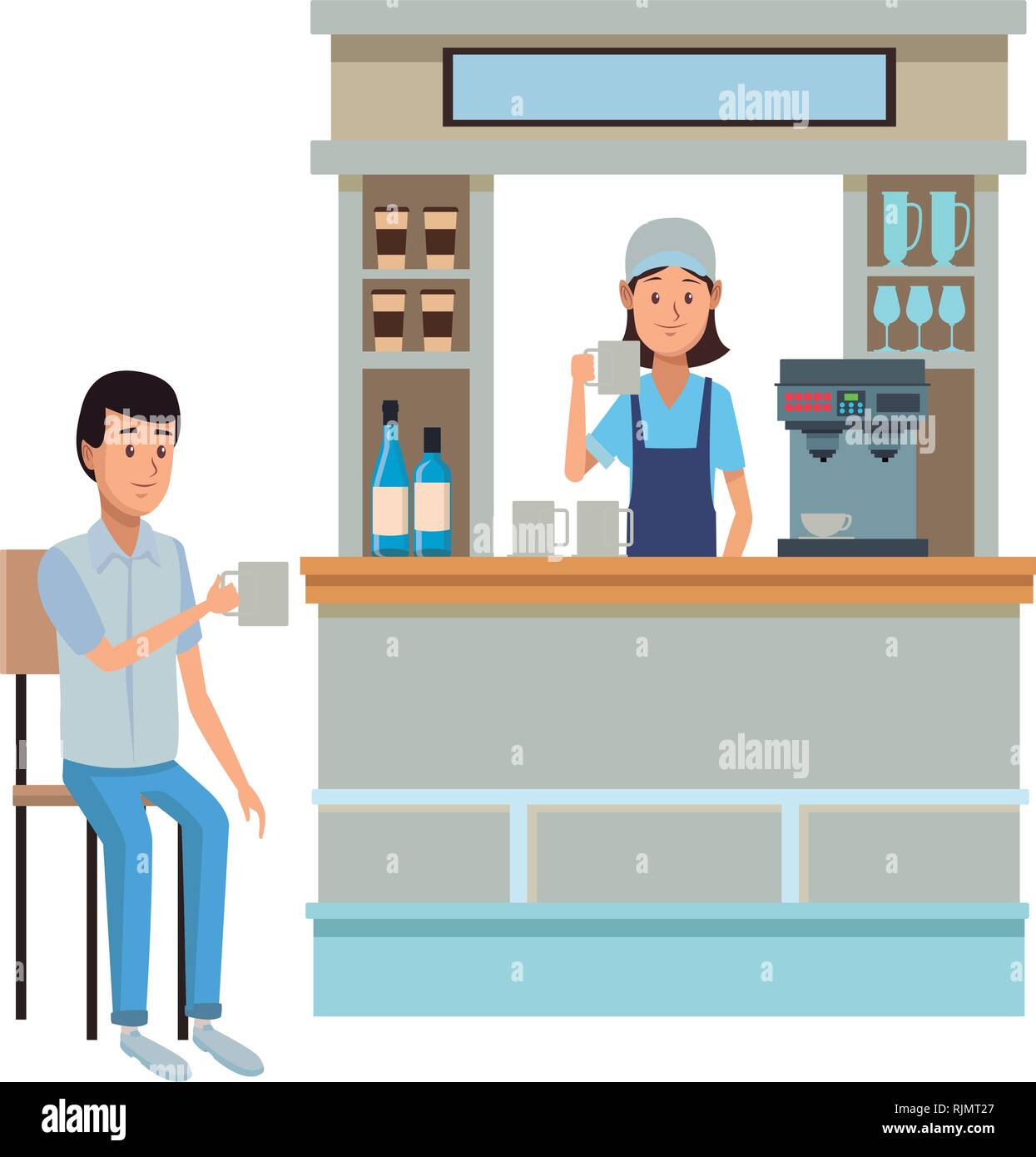 coffee shop cartoon Stock Vector Image & Art - Alamy