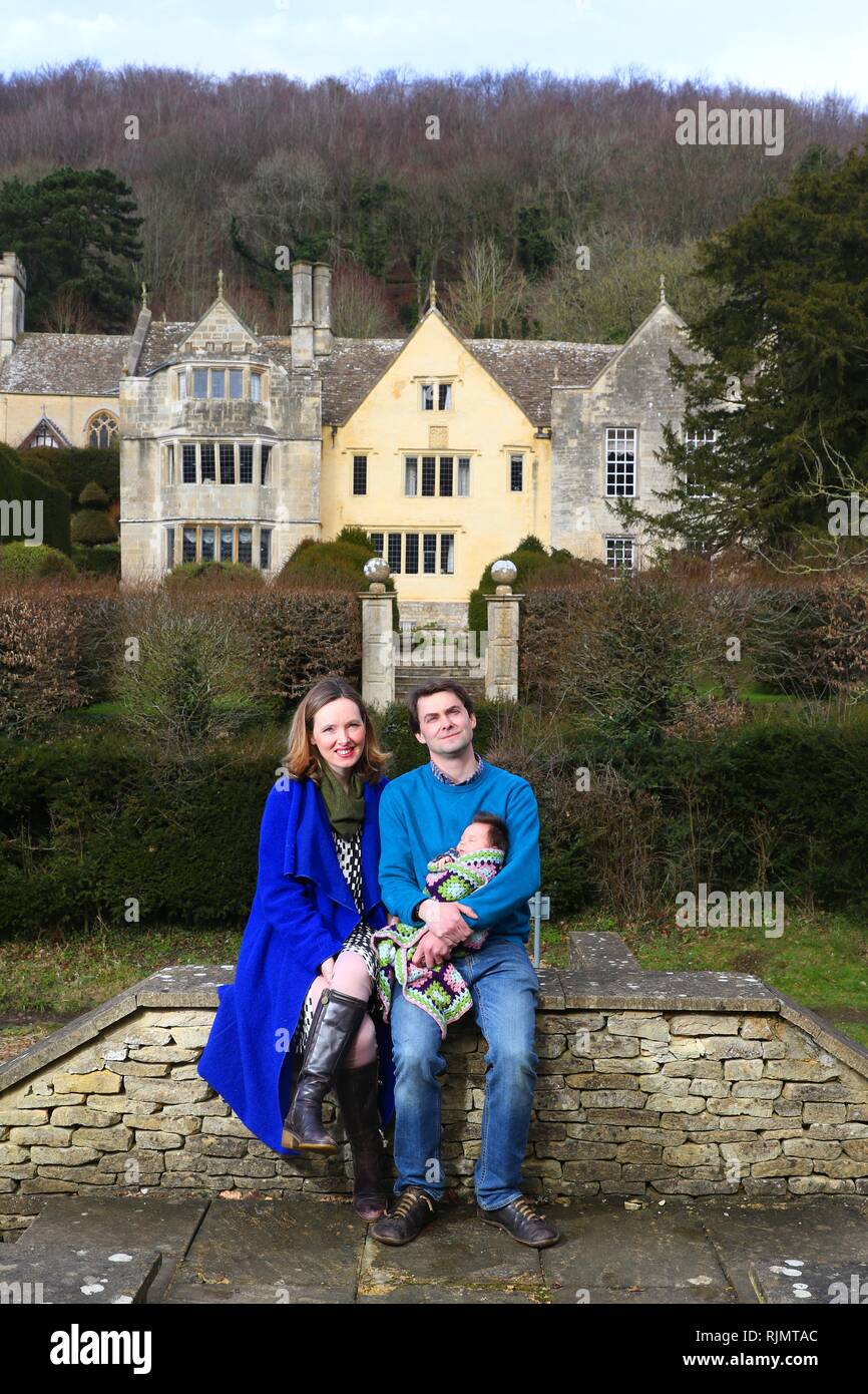 Ciara and Hugo Mander with baby Luna, at Owlpen Manor, their grade 1 ...
