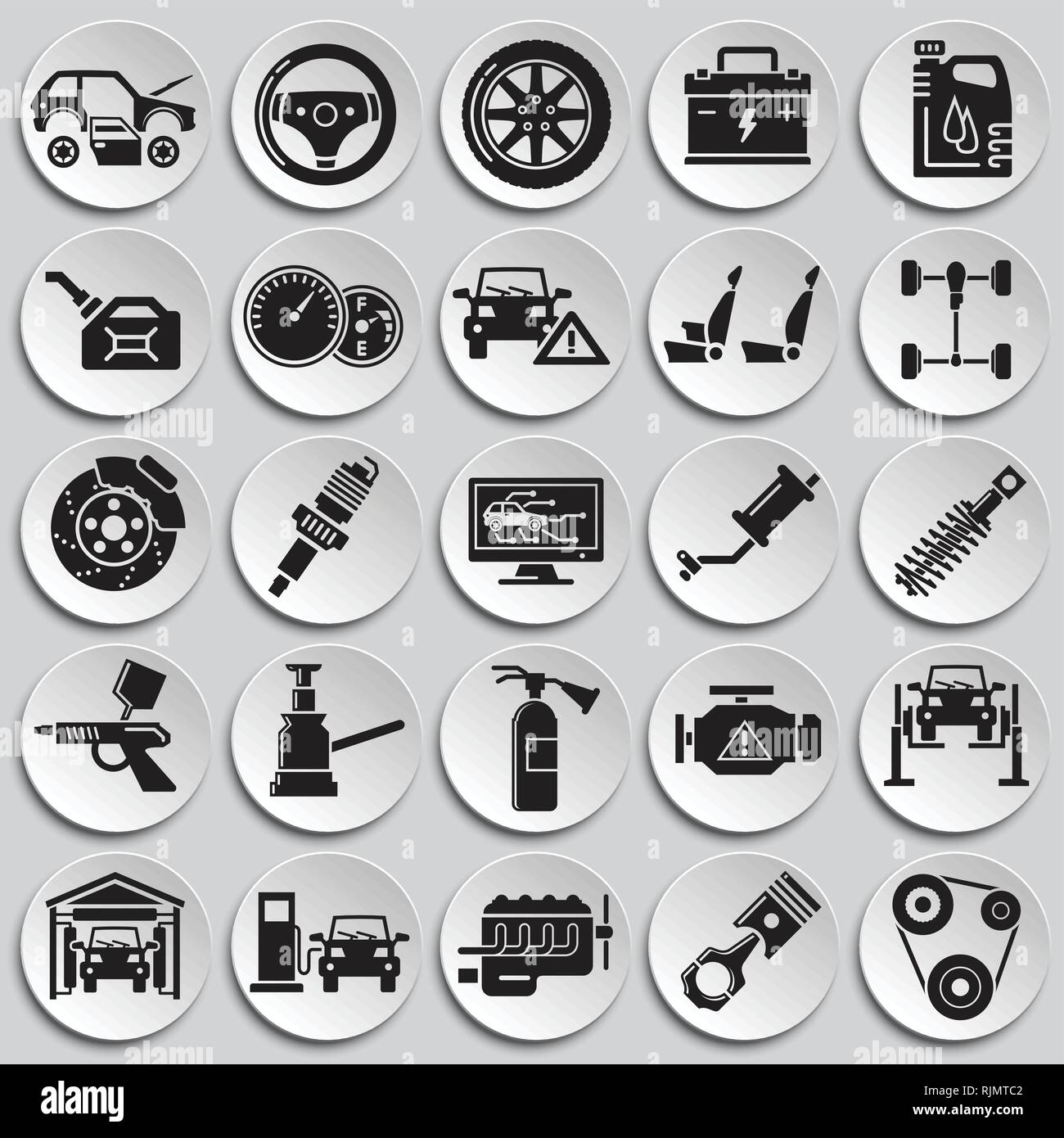 Car service icons set on plates background for graphic and web design ...