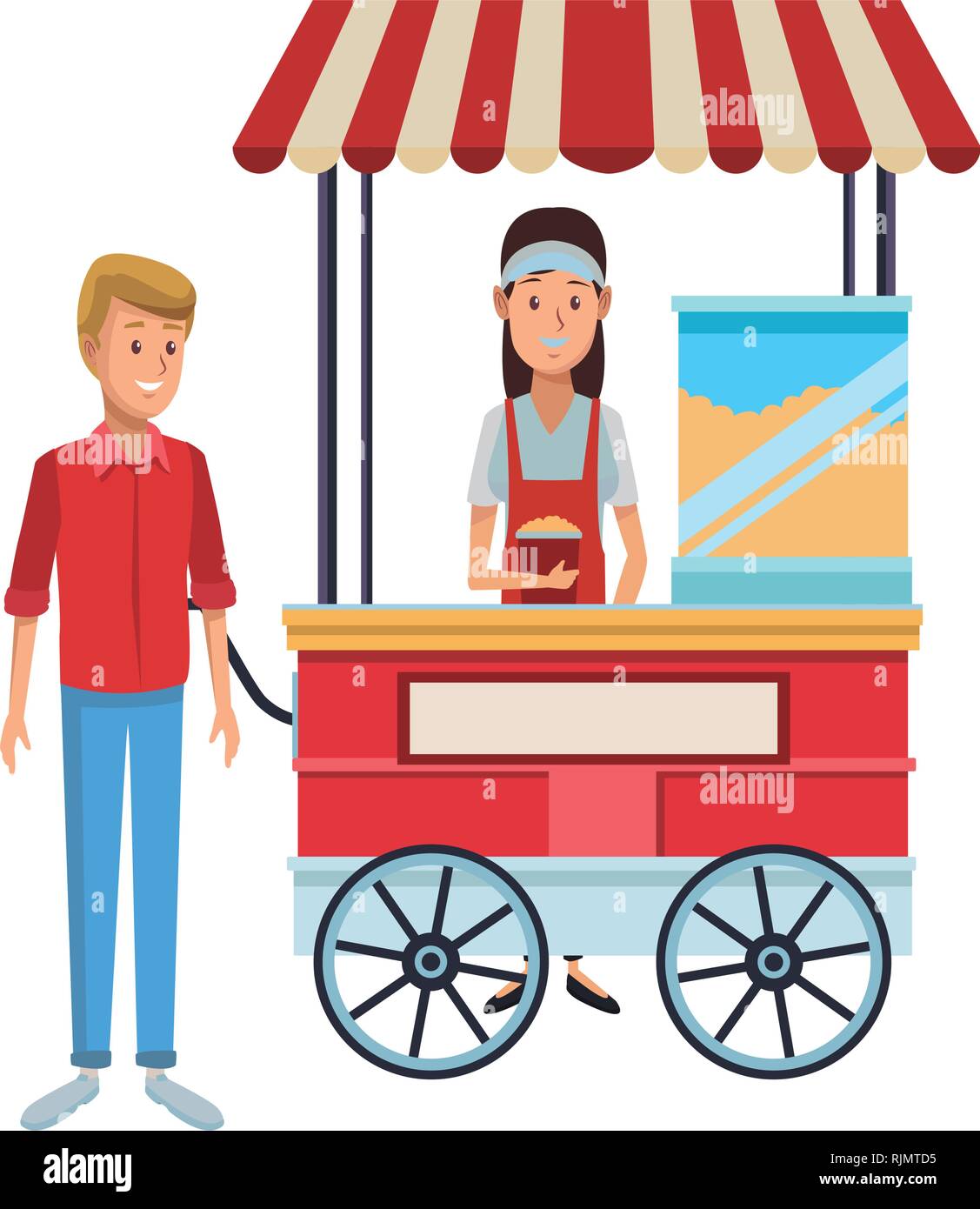 pop corn cart cartoon Stock Vector Image & Art - Alamy