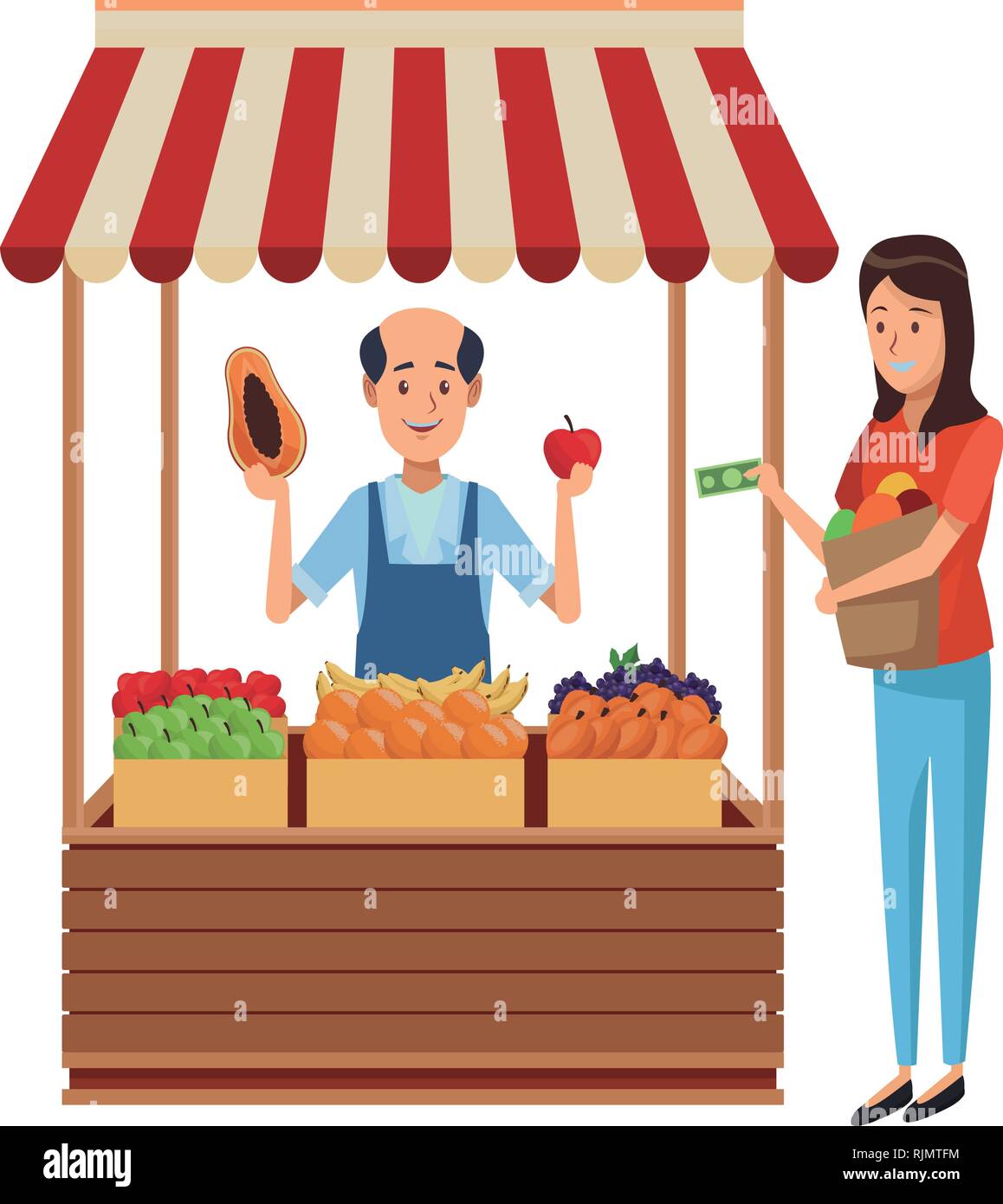 grocery man cartoon Stock Vector Image & Art - Alamy