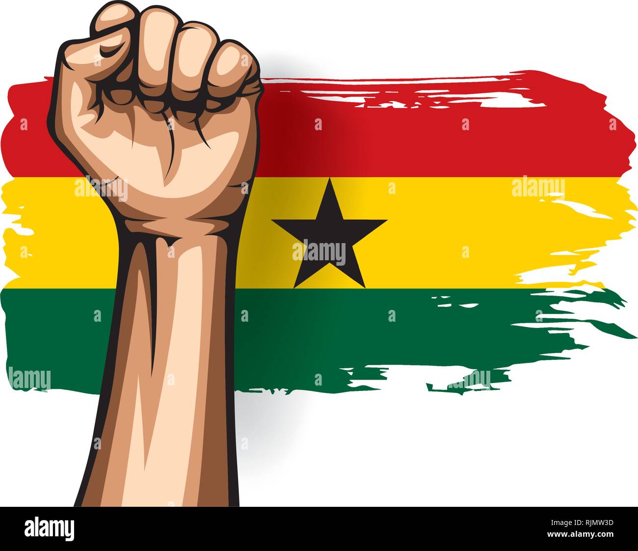 Ghana flag and hand on white background. Vector illustration Stock ...