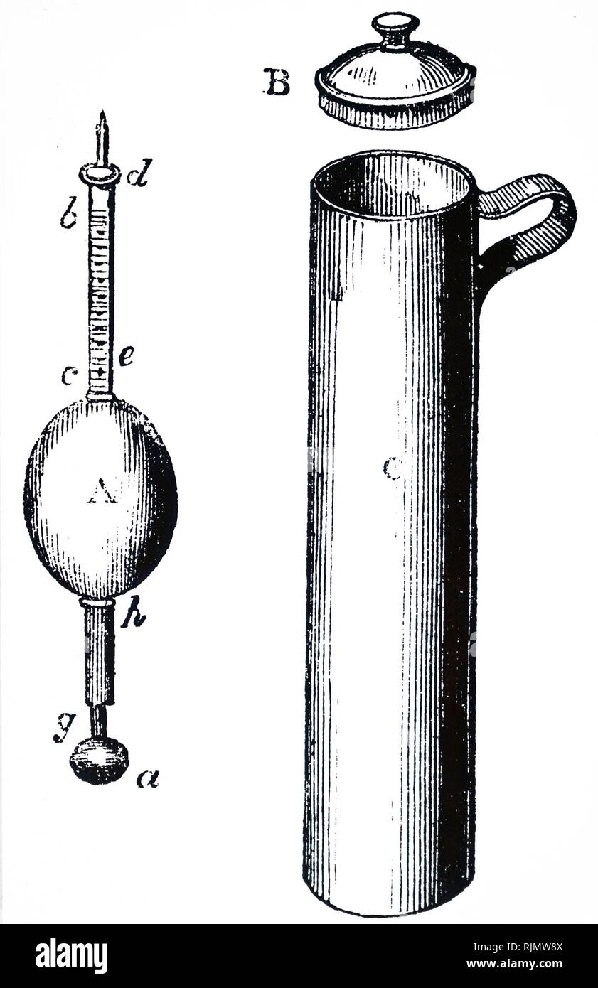 An engraving of a Saccharometer and assay jar, for measuring the sugar ...