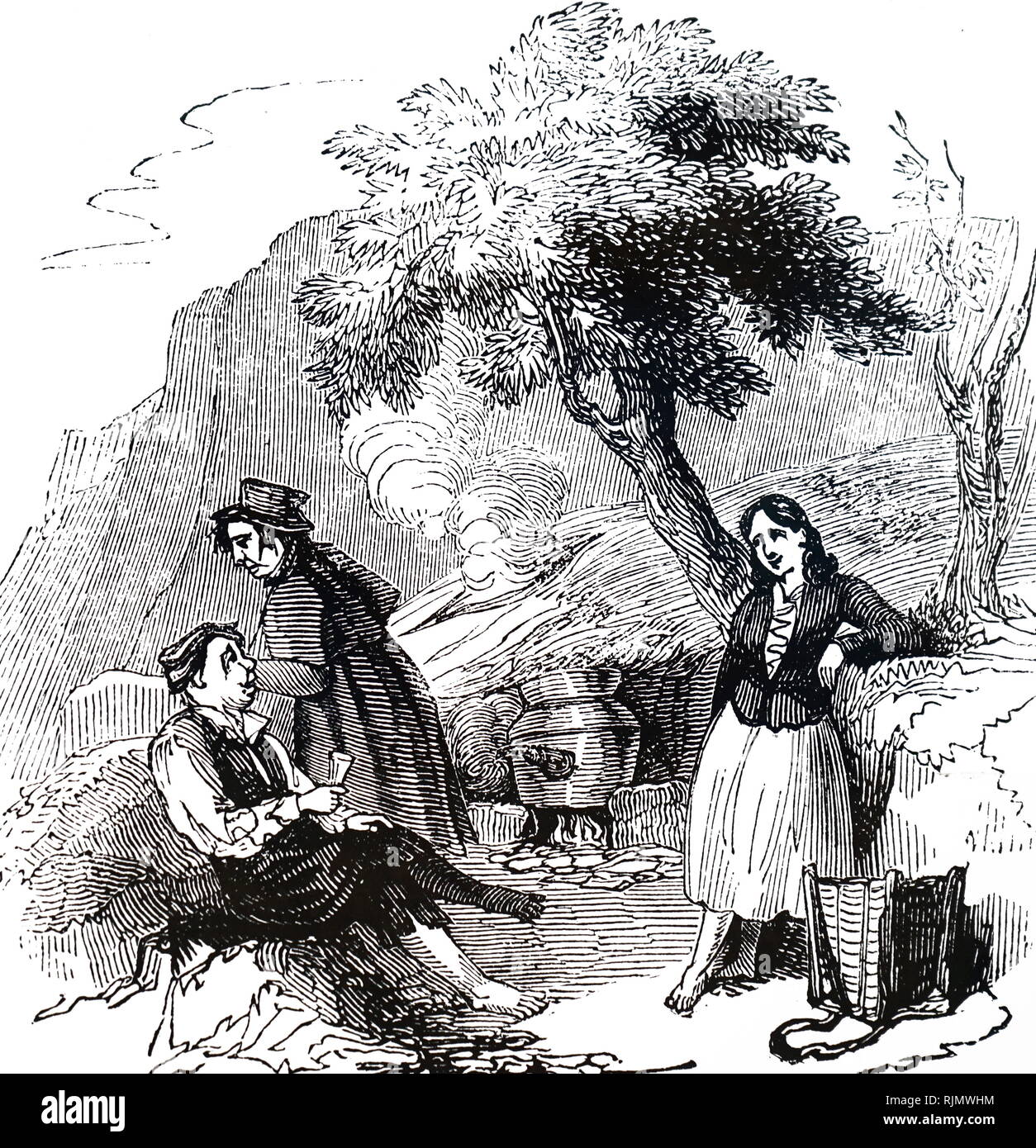 An engraving depicting an Illegal still in Connemara, Ireland 1844 ...